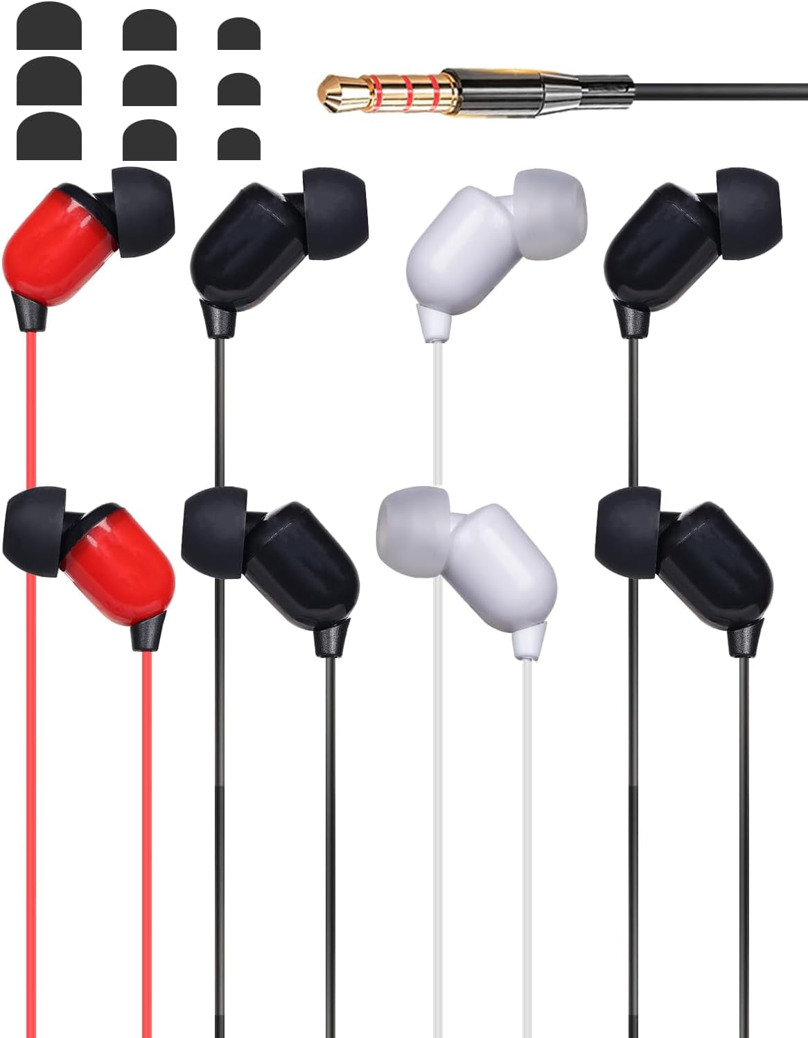 CACOCO-4 Pack 10Ft Earbuds 3.5Mm Stereo 3 Pole Headset Earphones 3 ...