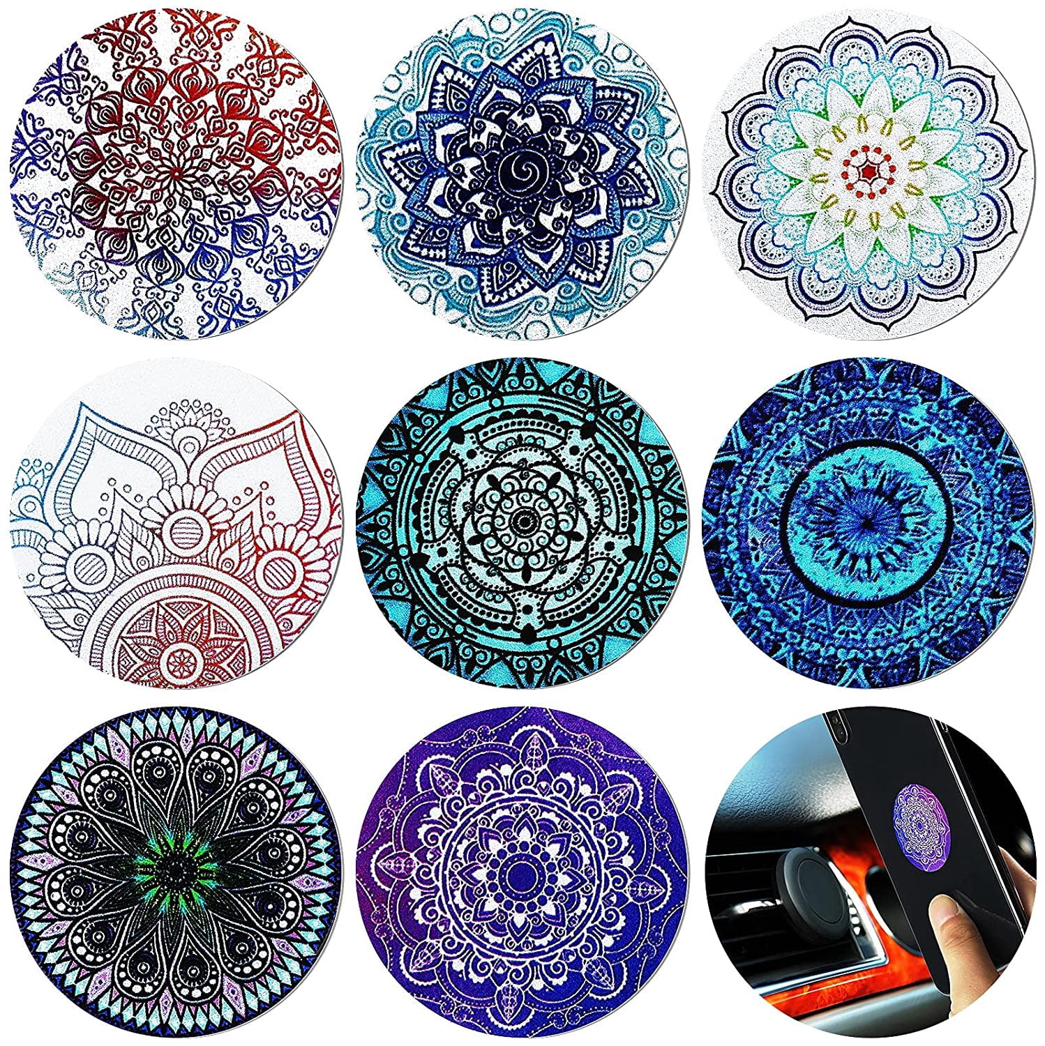 CACOCO-8 Pieces Metal Plate Mandala Flower Mount Metal Plate For Cell ...