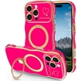CACOCO-Case For Iphone 16 Pro Max With Magnetic Stand, Luxury Plating Curly Wavy Frame And Cute ...