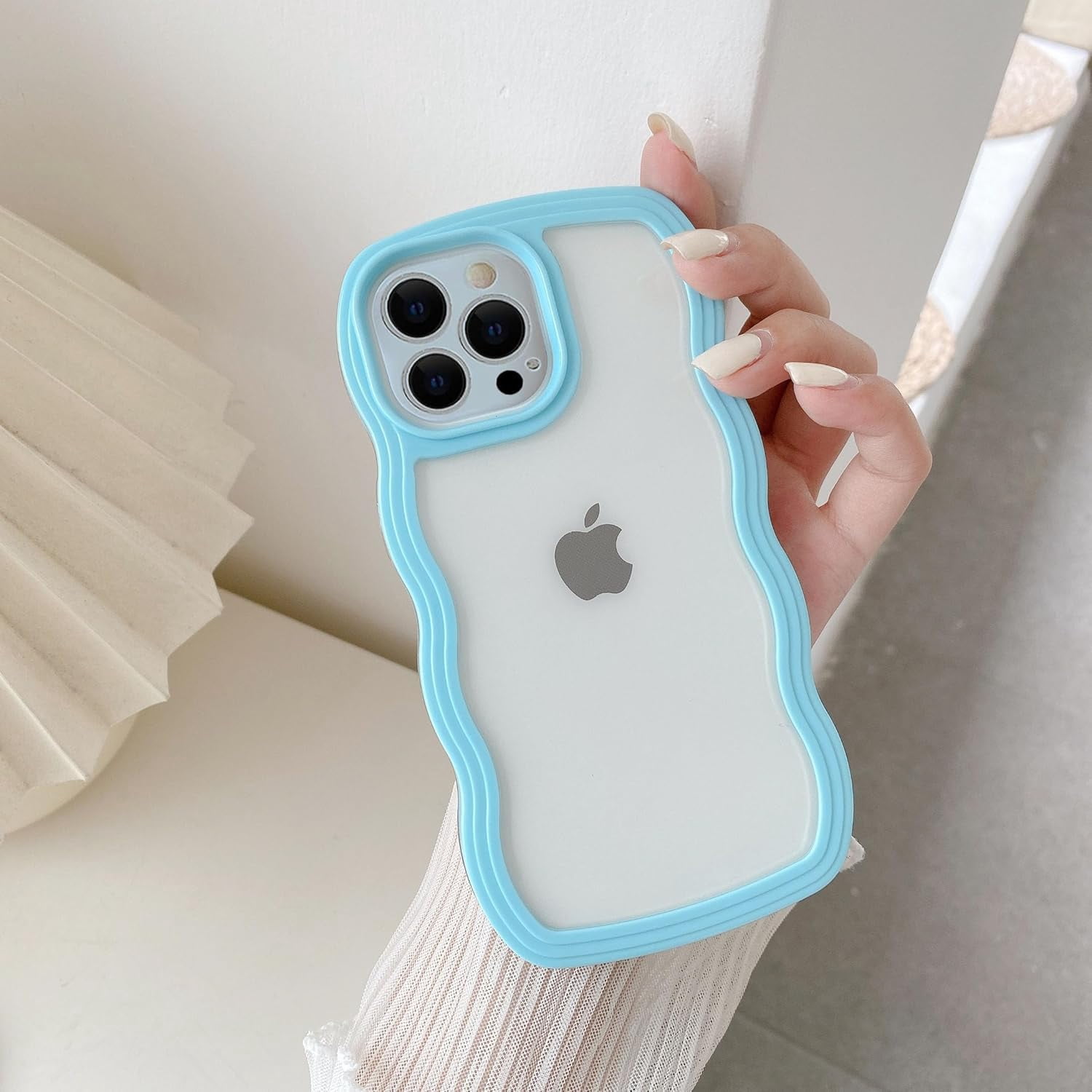 CACOCO-Compatible With Iphone 15 Pro Case, Cute Curly Wave Frame Clear ...