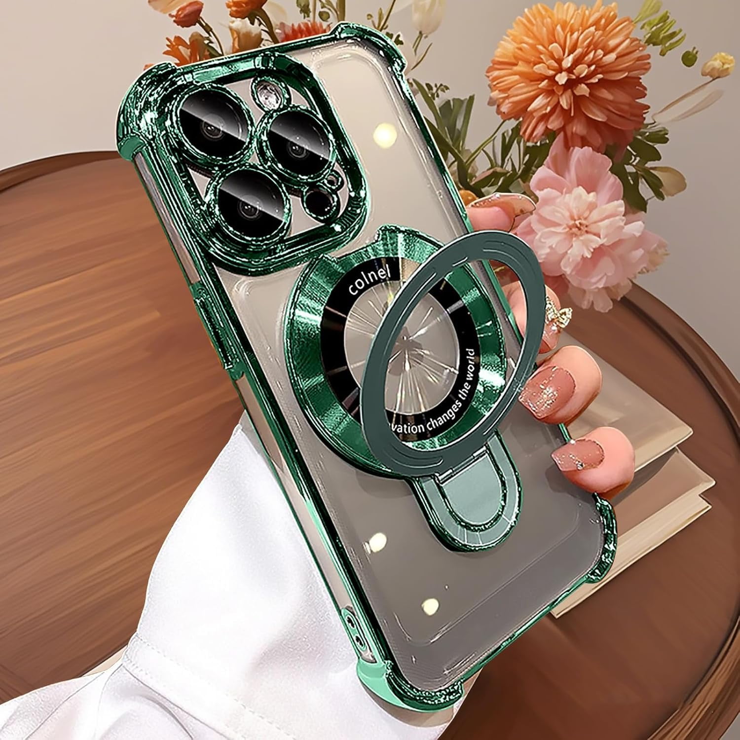 CACOCO-Compatible With Iphone 16 Pro Max Magsafe Case,Magnetic Ring Kickstand Stand And Military ...