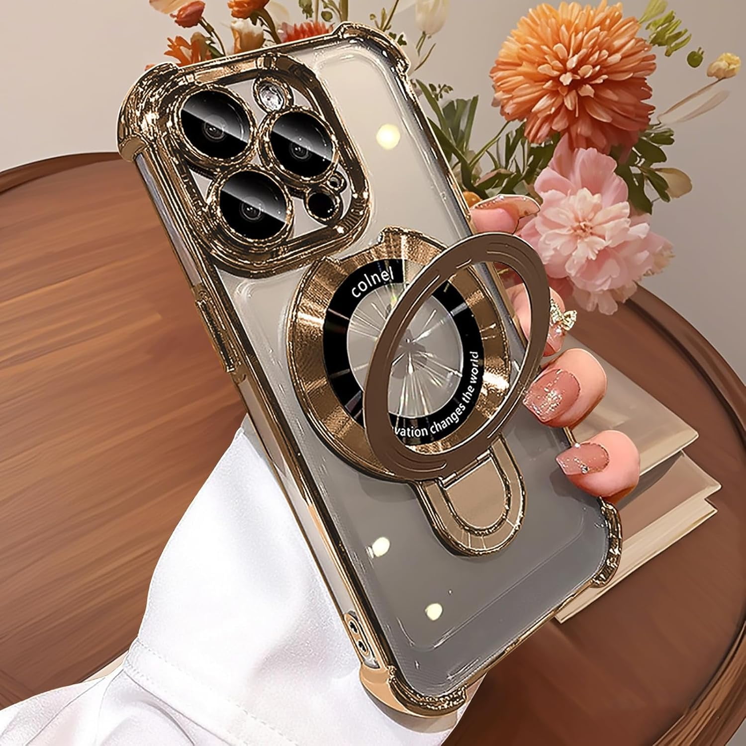 CACOCO-Compatible With Iphone 16 Pro Max Magsafe Case,Magnetic Ring Kickstand Stand And Military ...