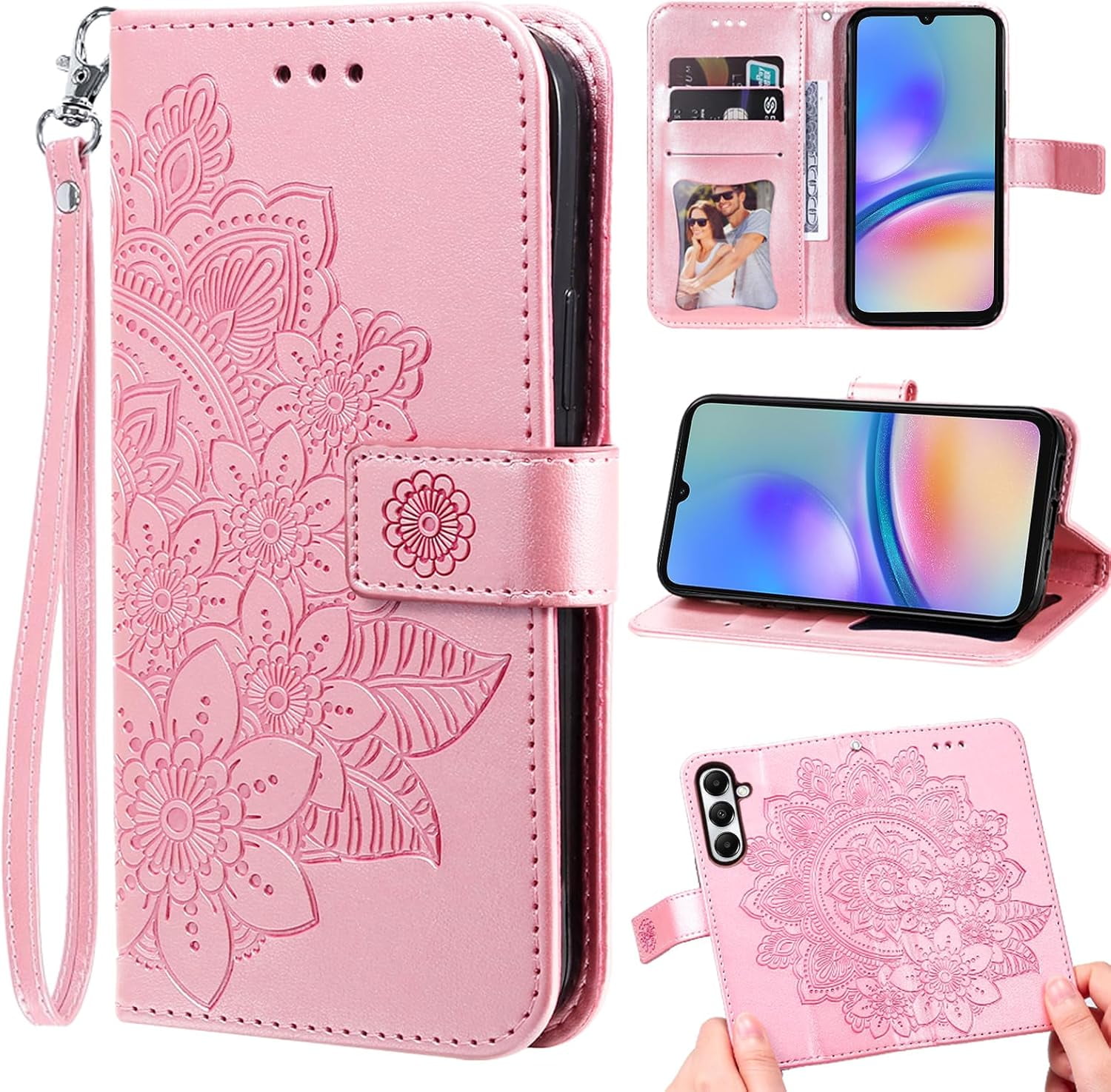 CACOCO-Compatible With Samsung Galaxy A15 5G/4G Wallet Case And Wrist Strap Protector Flower ...