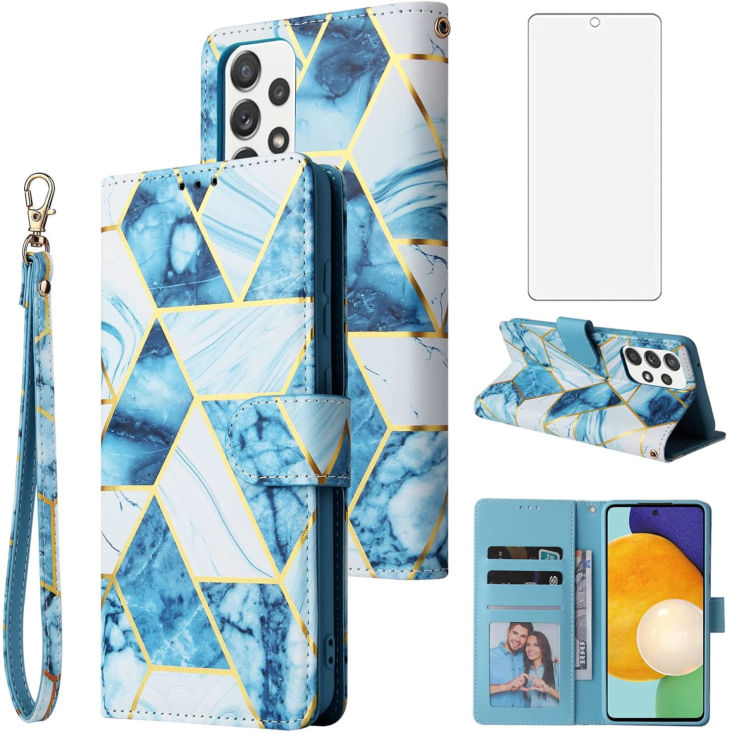 CACOCO-Compatible With Samsung Galaxy A72 5G/4G Wallet Case And Tempered Glass Screen Protector ...