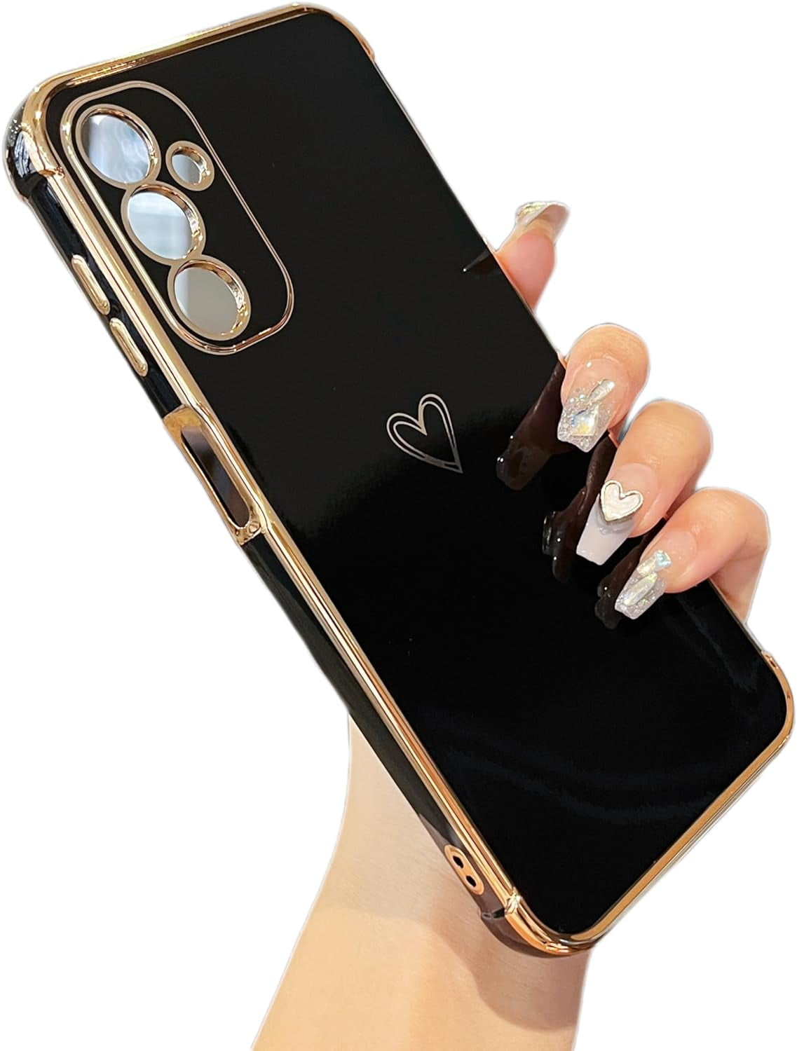 CACOCO-Designed For Samsung Galaxy A15 4G/5G Case,Cute Plating Edge Love Hearts Pattern With ...