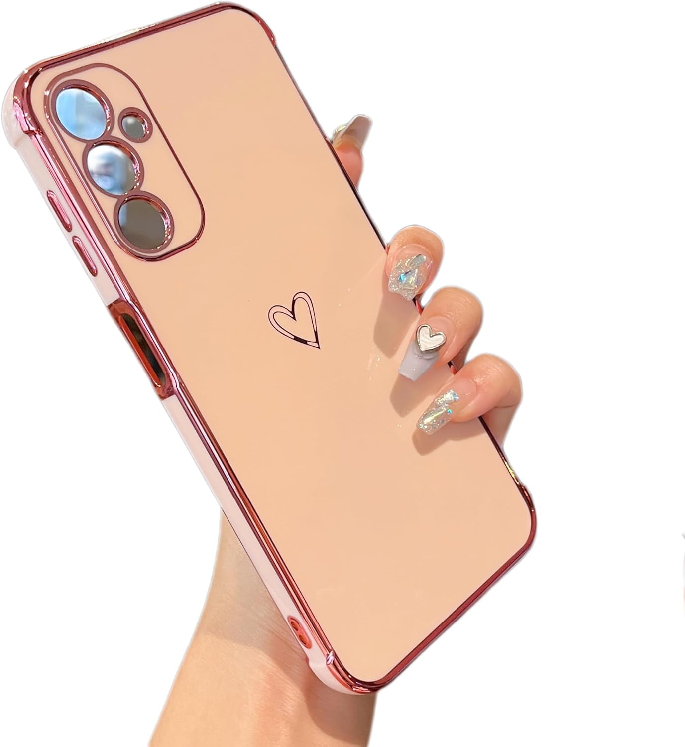 CACOCO-Designed For Samsung Galaxy A55 5G Case,Cute Plating Edge Love Hearts Pattern With Camera ...