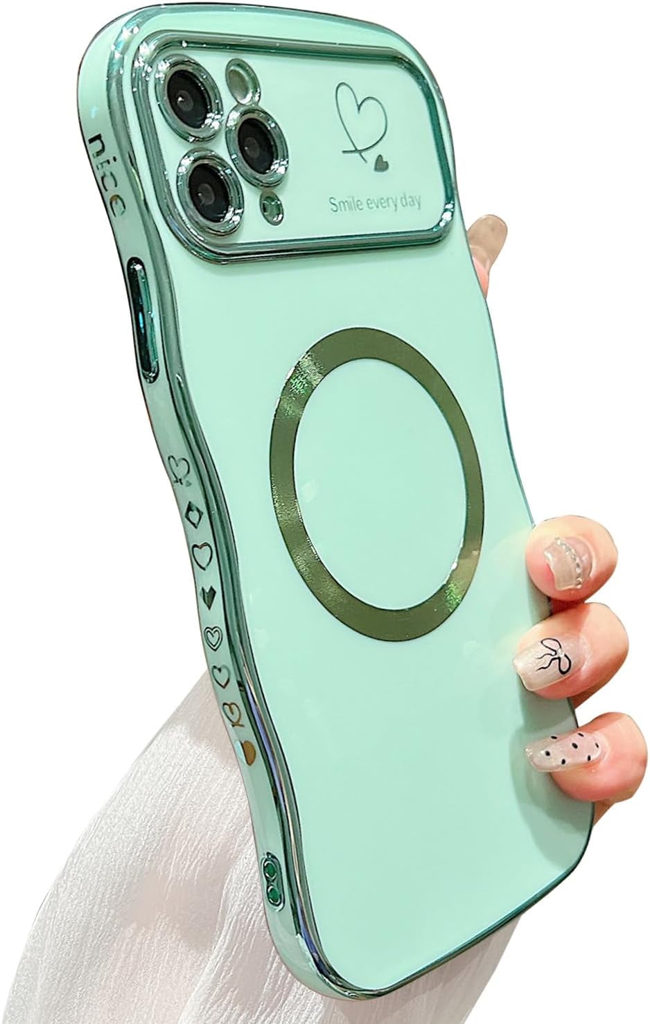 CACOCO-For Iphone 11 Pro Max Case Magnetic,For Women Girls Soft Cute Wave Frame Curly Shape Love ...