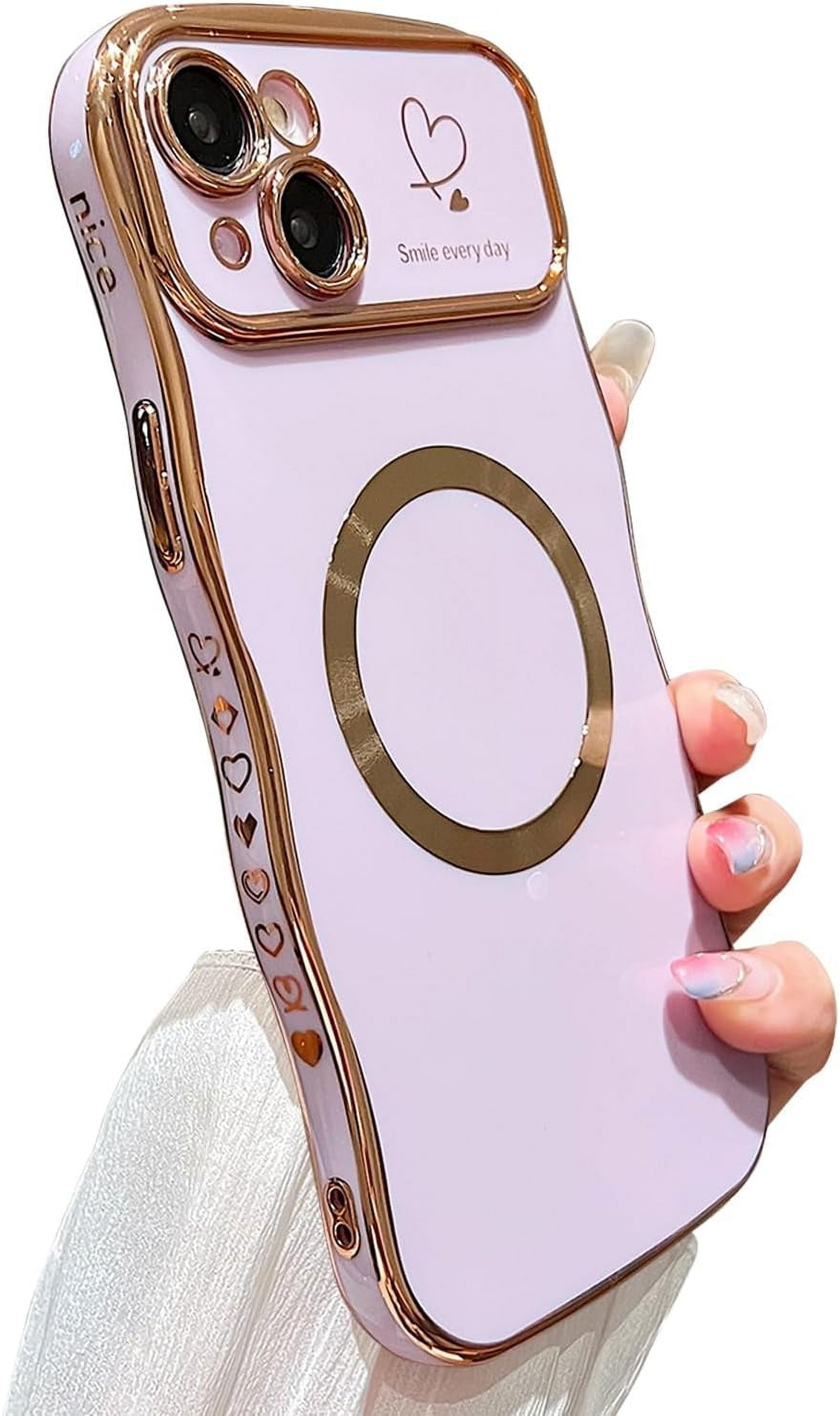 CACOCO-For Iphone 14 Plus Case Magnetic,For Women Girls Soft Cute Wave Frame Curly Shape Love ...