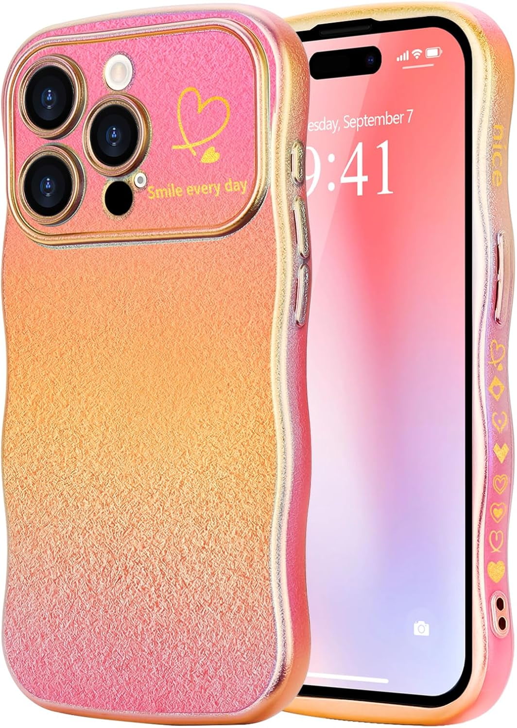 CACOCO-For Iphone 15 Pro Case For Women Girls, Cute Colorful Wave Frame ...