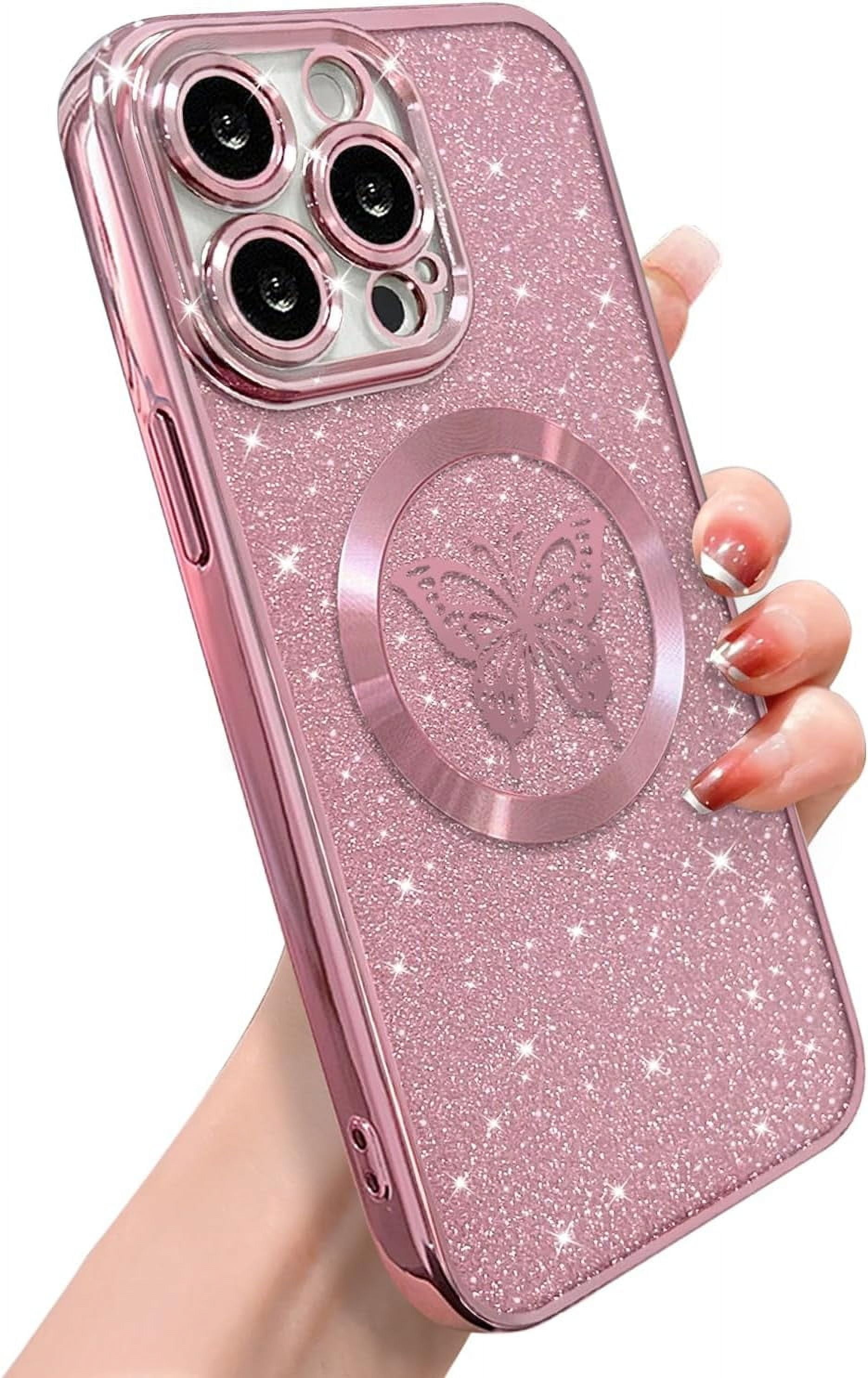 CACOCO-For Iphone 15 Pro Case Magnetic,For Women Girl Soft Cute Luxury Butterfly Pattern Plating ...