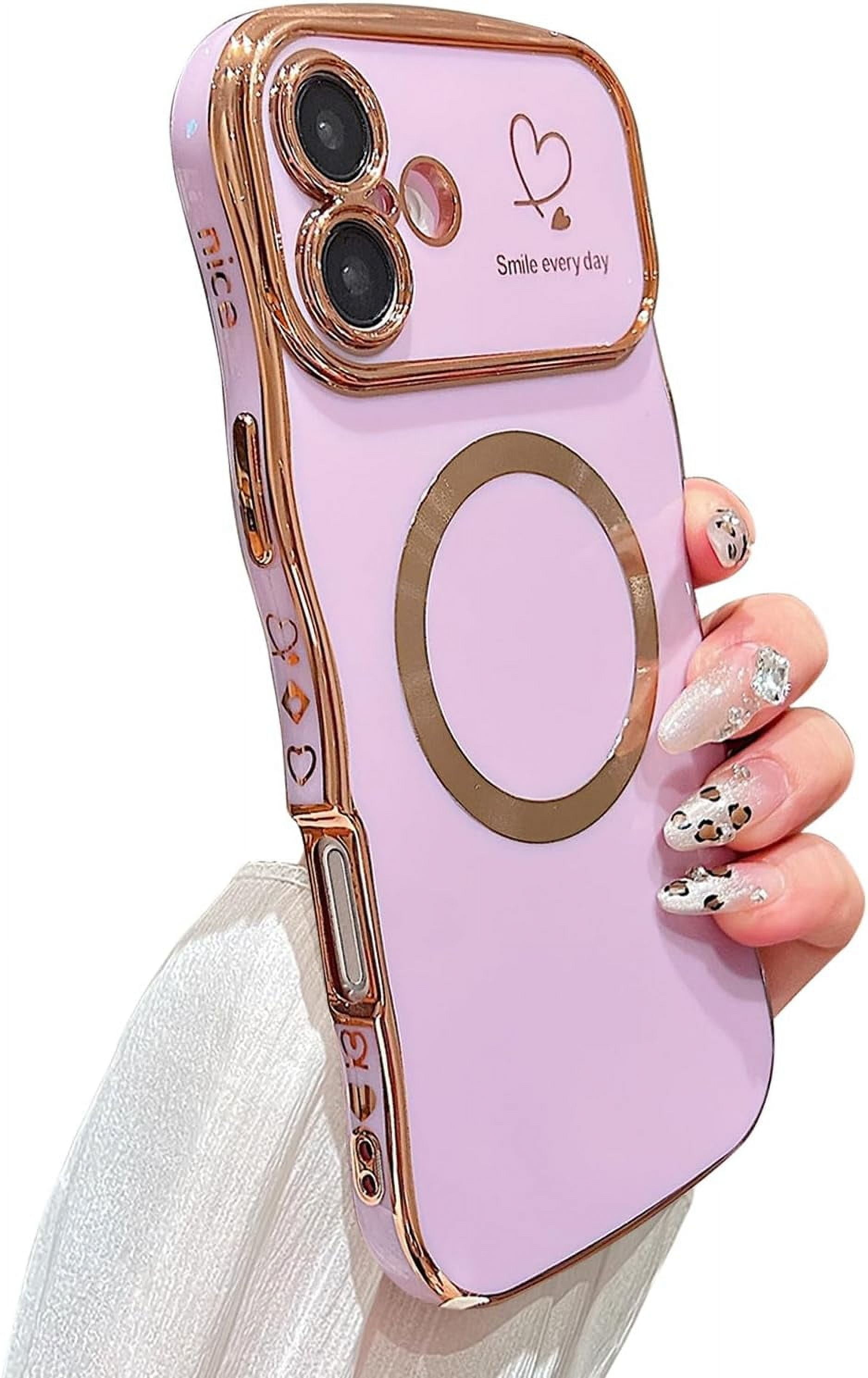 CACOCO-For Iphone 16 Case Magnetic,For Women Girls Soft Cute Wave Frame Curly Shape Love Heart ...