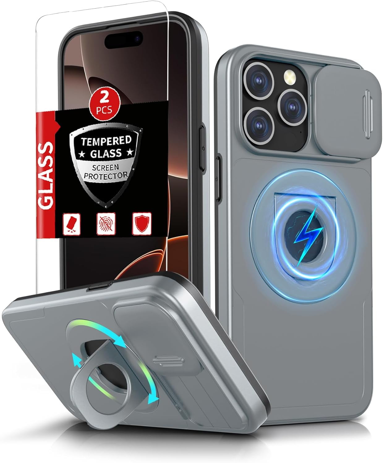 CACOCO-For Iphone 16 Pro Case Magnetic Compatible With Magsafe Wireless Charging,With 2 Screen ...