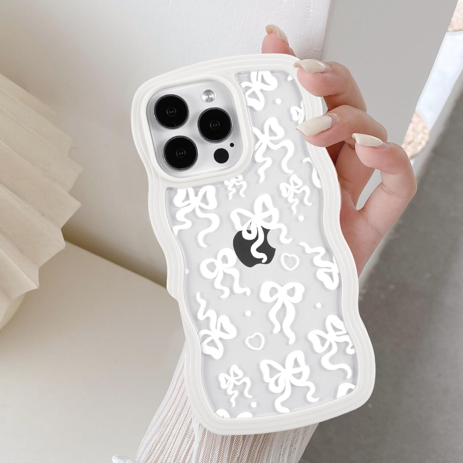 CACOCO-For Iphone 16 Pro Max Case, Curly Wave Frame Clear Phone Case ...