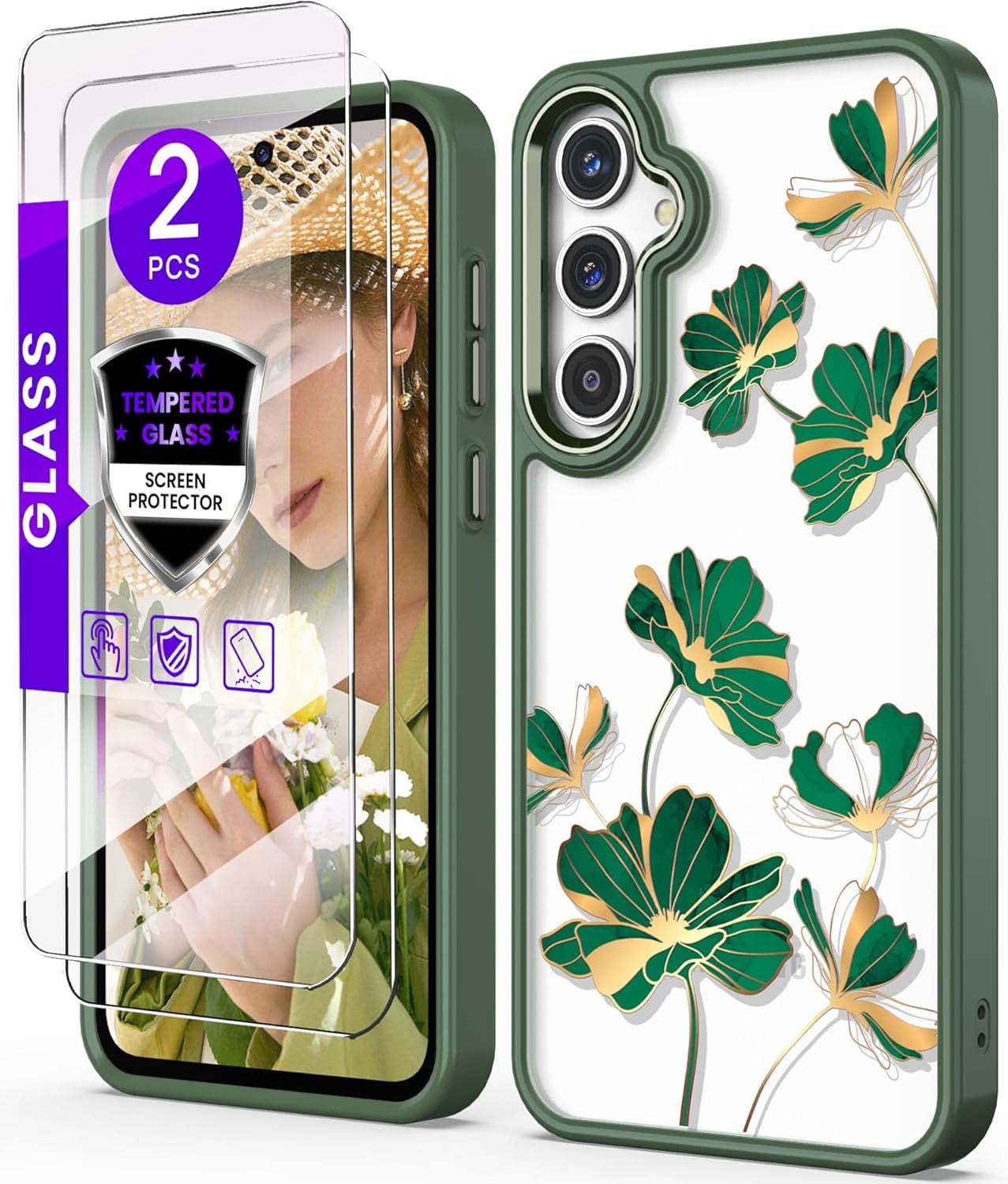 CACOCO-For Samsung Galaxy A35 5G Case+Tempered Glass Screen Protector,Military Grade Protective ...