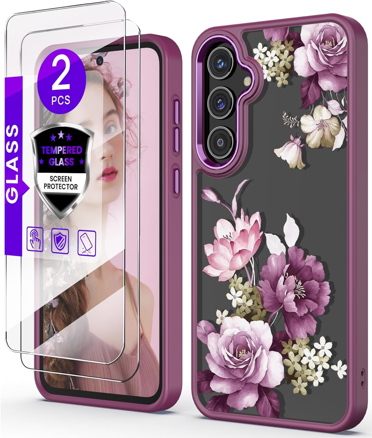 CACOCO-For Samsung Galaxy A35 5G Case+Tempered Glass Screen Protector,Military Grade Protective ...