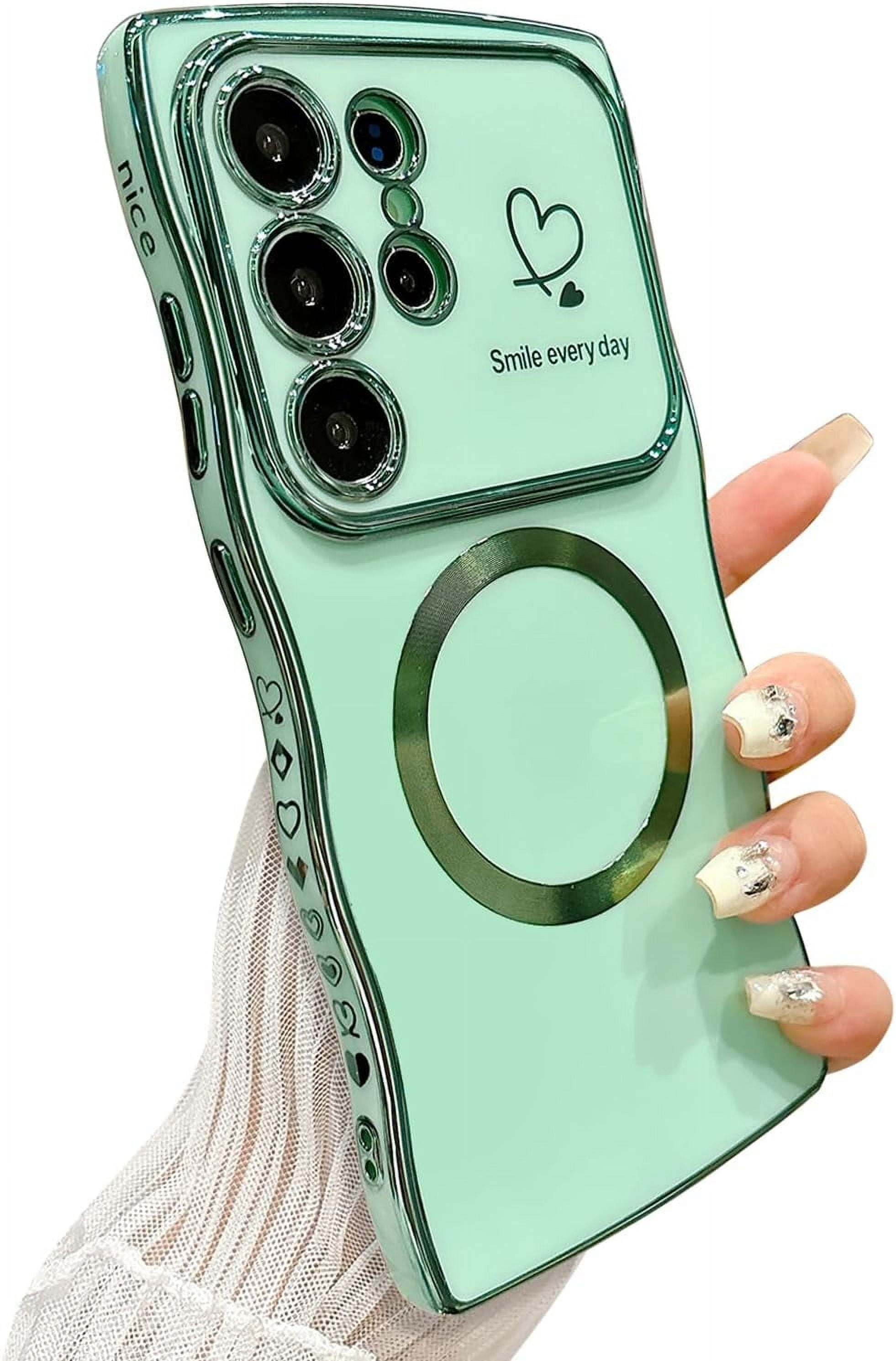 CACOCO-For Samsung Galaxy S22 Ultra Case Magnetic,For Women Girls Soft Cute Wave Frame Curly ...