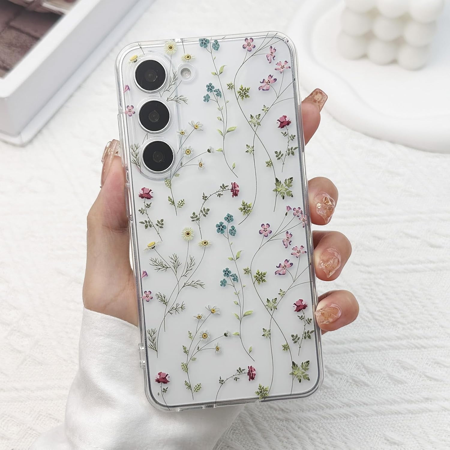 CACOCO-For Samsung Galaxy S23 Case, Floral Flowers Cute Aesthetic Clear Flower Branch Pattern ...