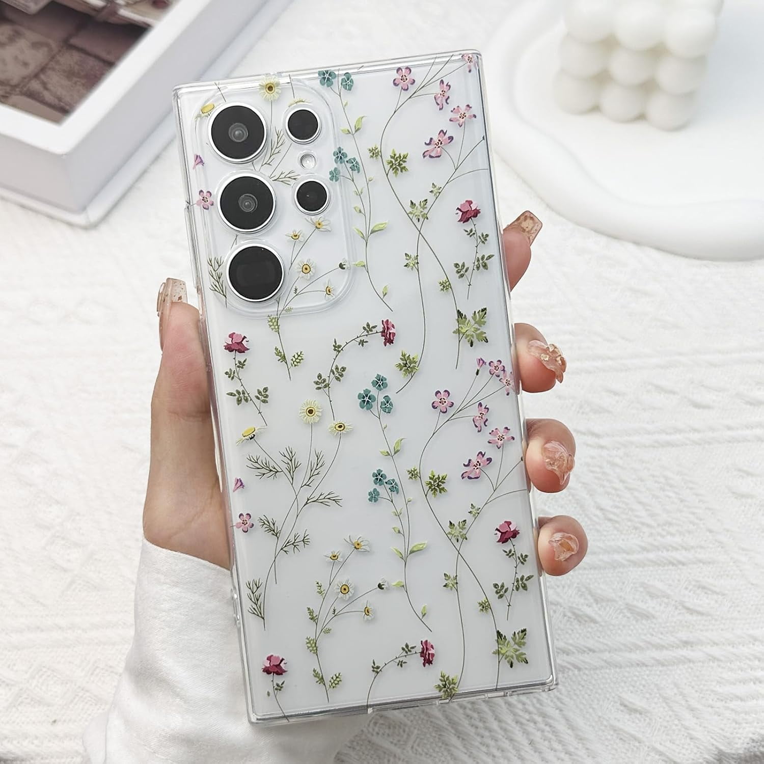 CACOCO-For Samsung Galaxy S23 Ultra Case, Floral Flowers Cute Aesthetic Clear Flower Branch ...