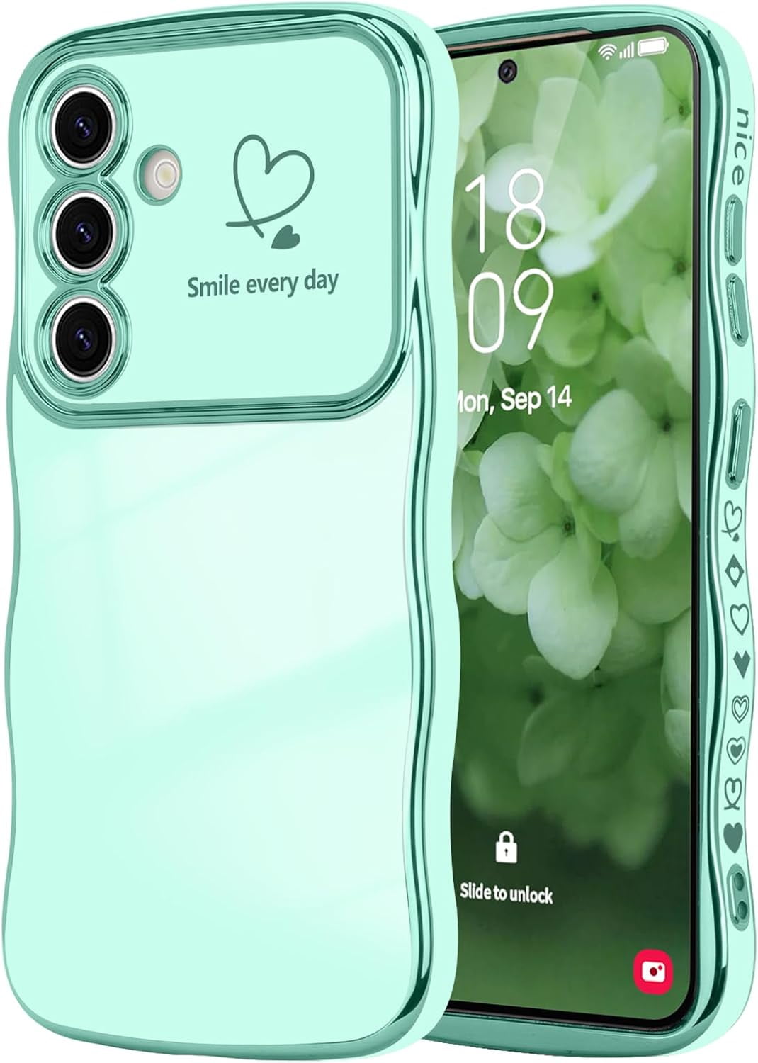 CACOCO-For Samsung Galaxy S24 Case For Women Girls, Cute Wave Frame Curly Shape With Love Heart ...