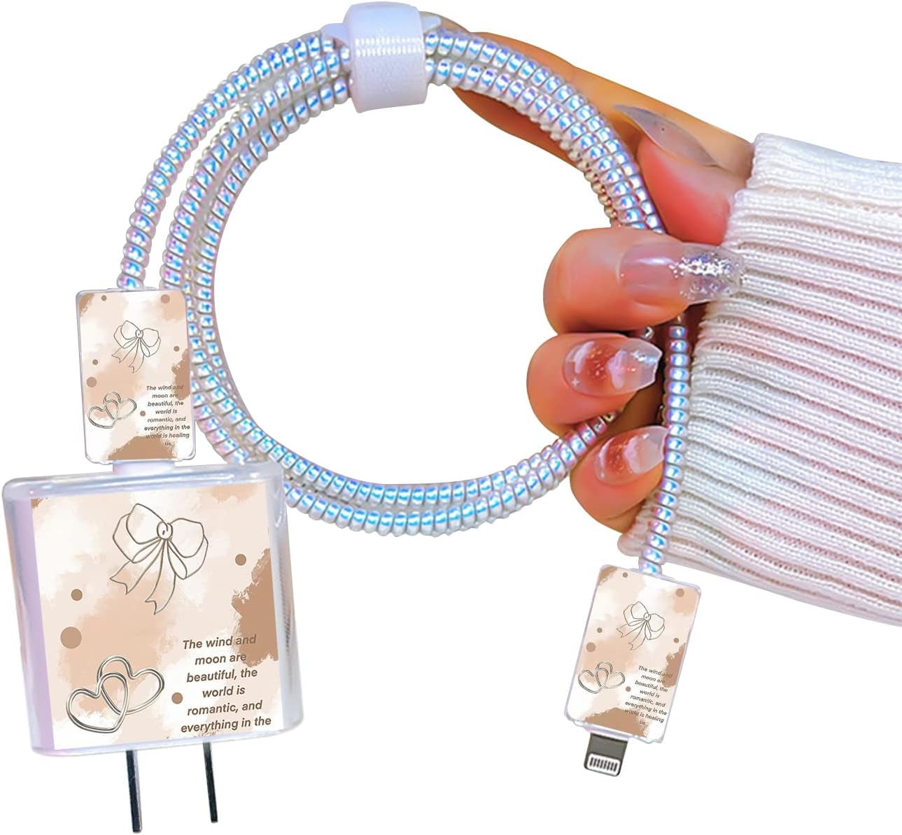 CACOCO-Lovely Cable Protector For Apple 18W/20W Usb-C Power Adapter Charger, Cute Love Bow ...