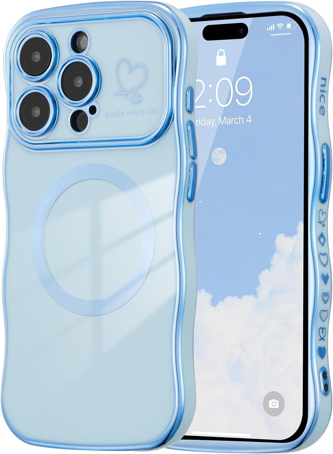 CACOCO-Magnetic Case For Iphone 13 Pro 6.1",Cute Curly Wave Frame Case ...