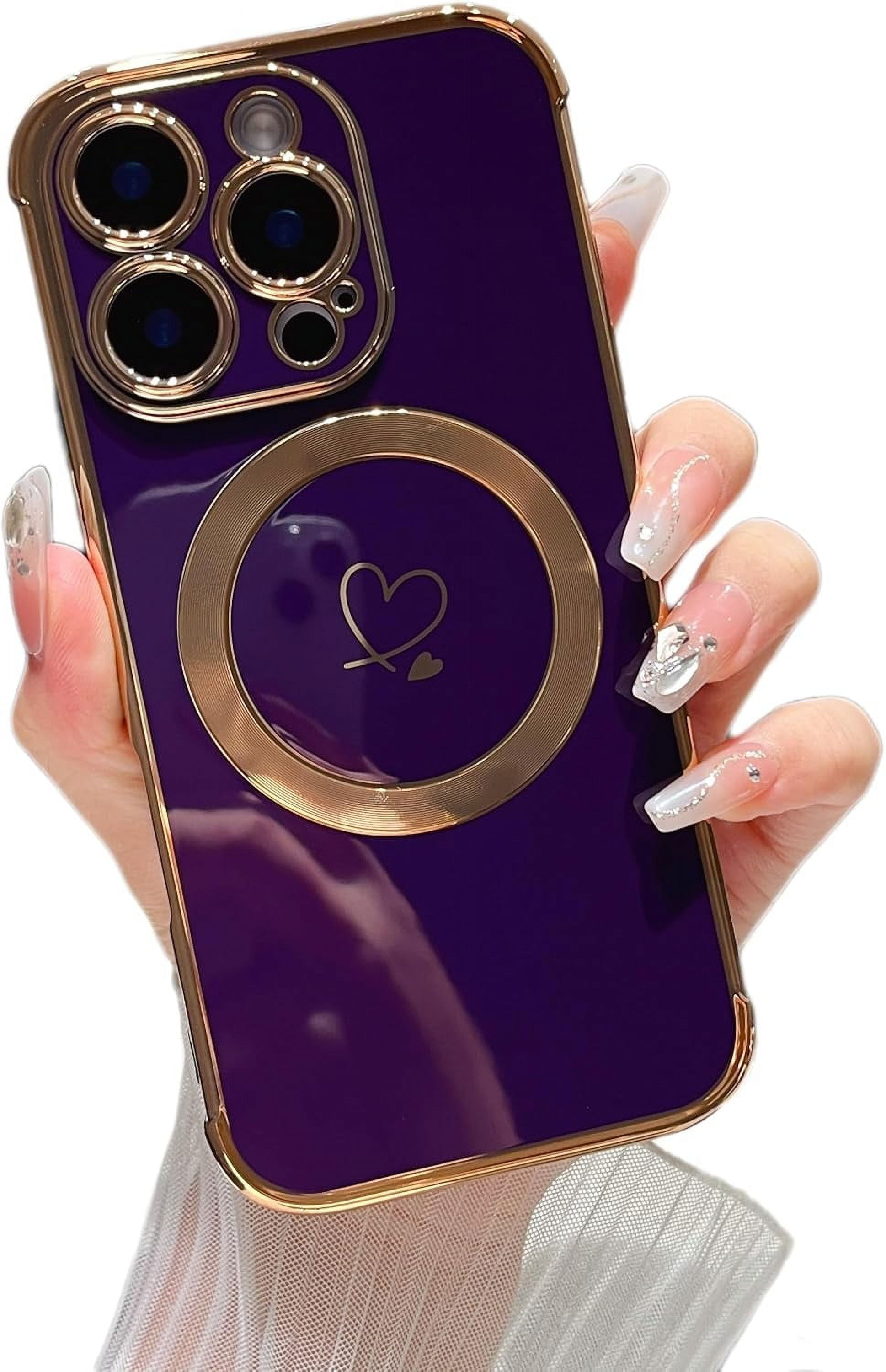 CACOCO-Magnetic Case For Iphone 16 Pro Case 6.3" [Compatible With Magsafe] Cute Plating Love ...