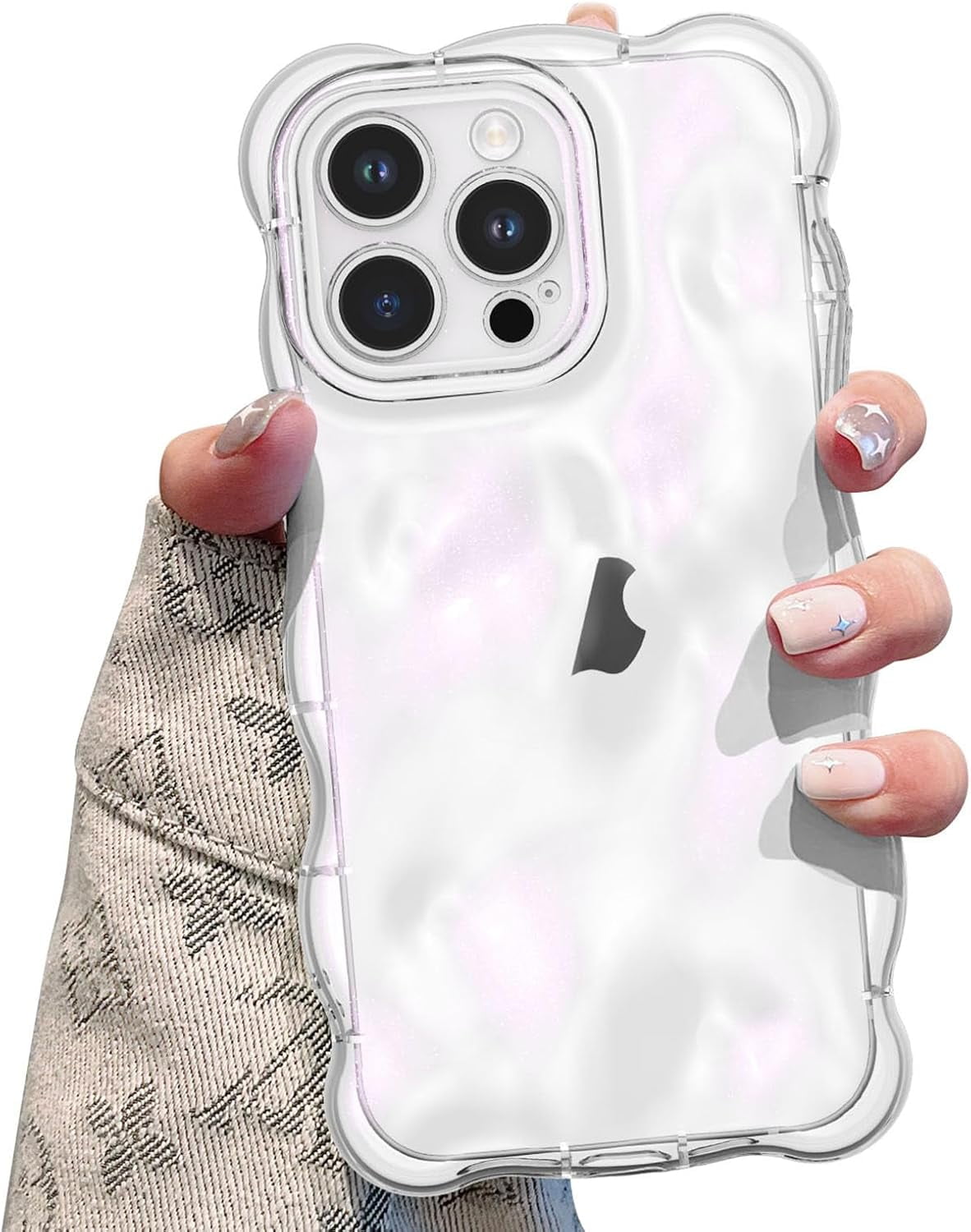 CACOCO-Ripple Case For Iphone 15 Pro Max, Cute Silver Case Wave Shape ...