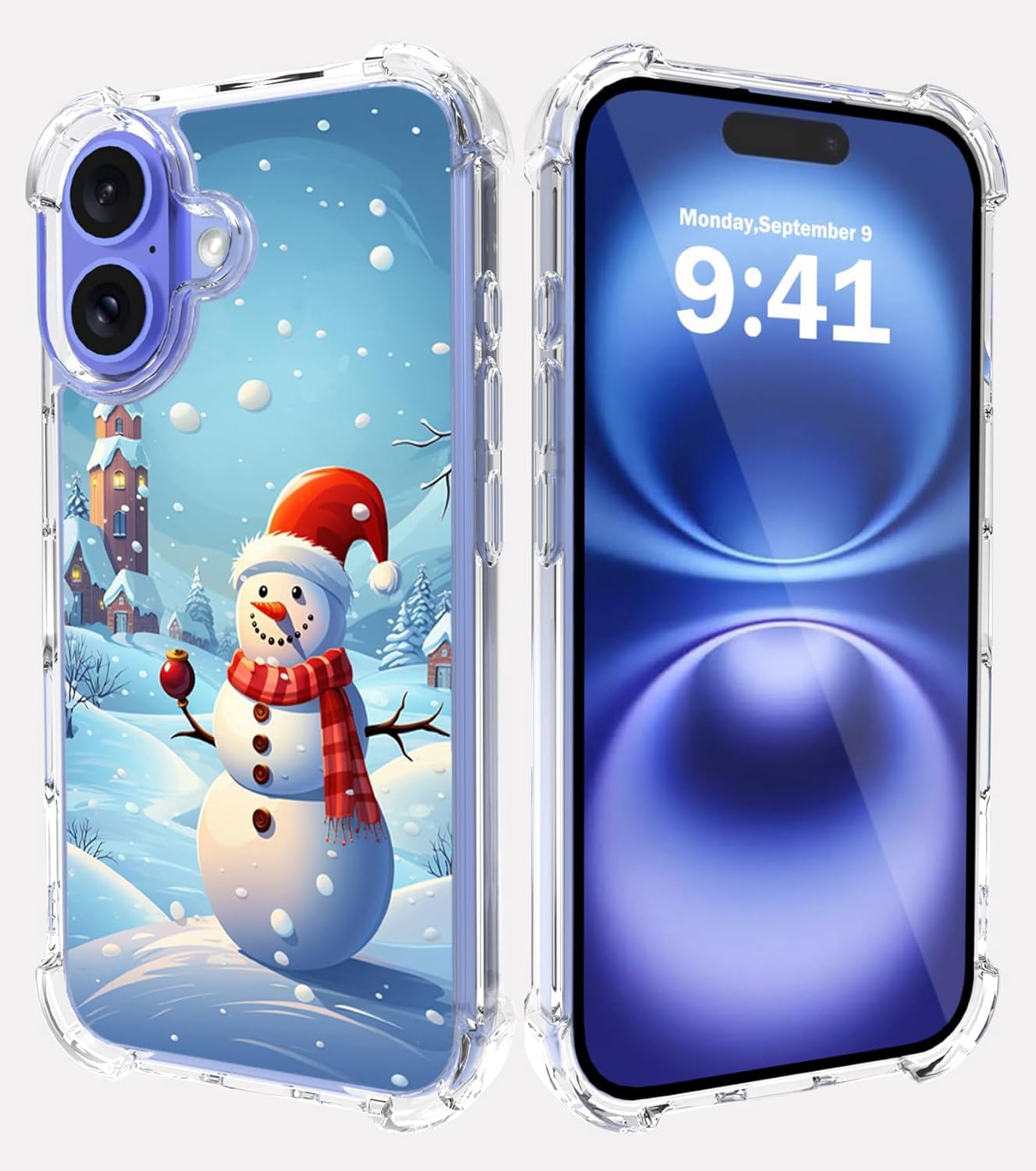 CACOCO-Snowman Case For Iphone 16 Plus, Hard Pc+Tpu Bumper Clear Protective Design Case ...