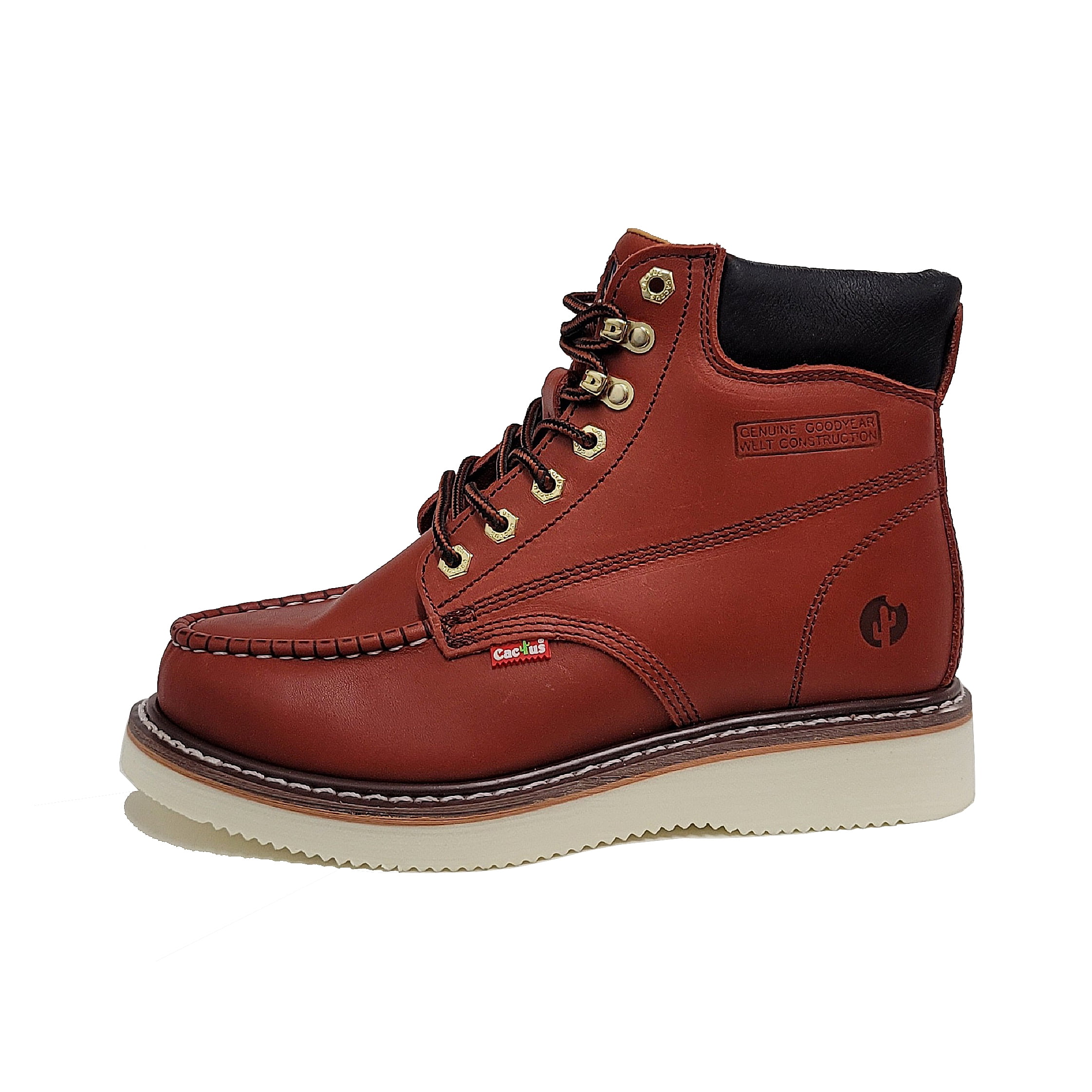 CACTUS Men's 6" Moccasin-Toe Working Boots Burgundy 644M-BURG, Size 8.5 ...