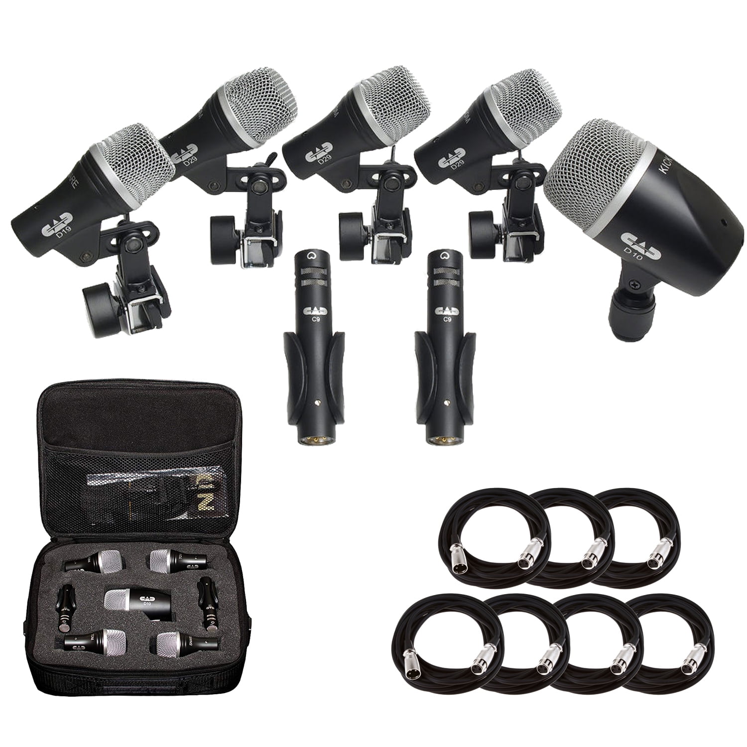 CAD Audio Stage7 Premium 7-Piece Drum Instrument Mic Pack with Vinyl ...