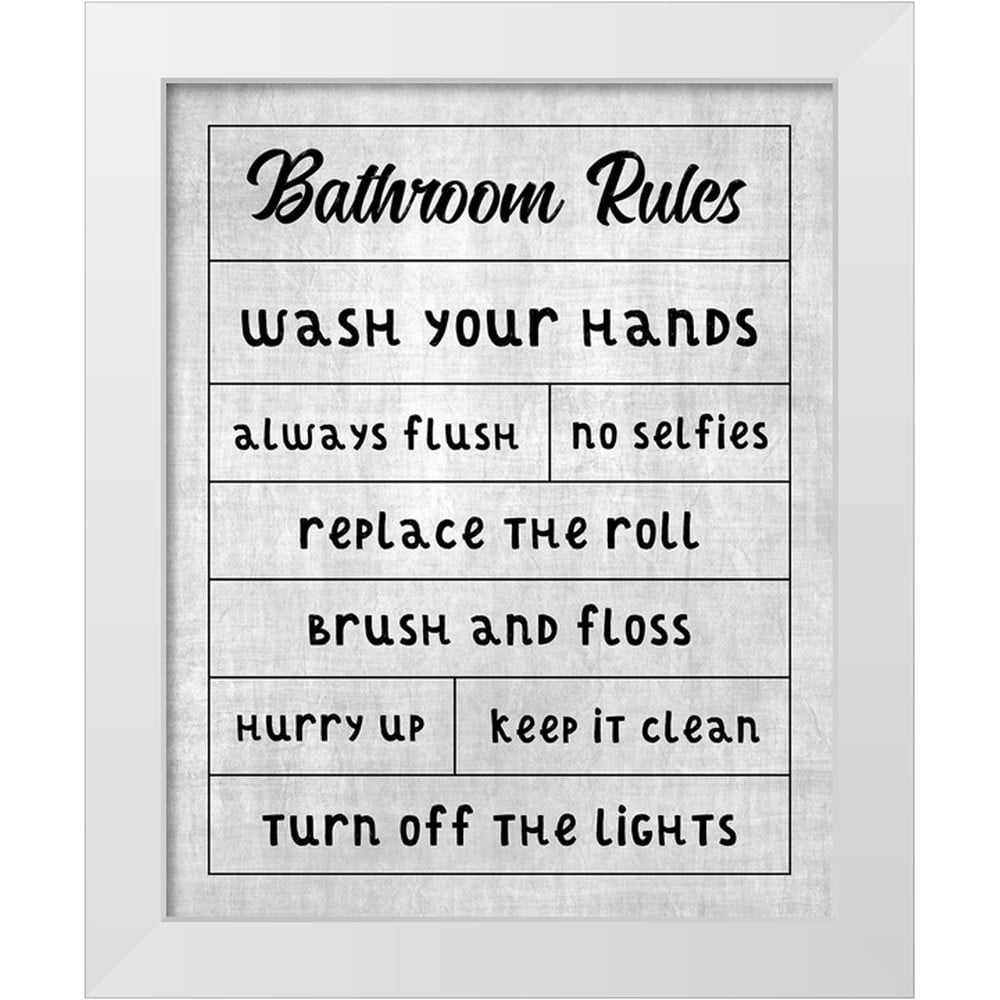 CAD Designs 20x24 White Modern Wood Framed Museum Art Print Titled - Simple Bathroom Rules ...