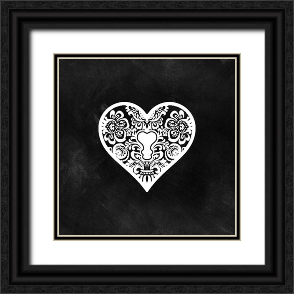 CAD Designs 26x26 Black Ornate Wood Framed with Double Matting Museum ...