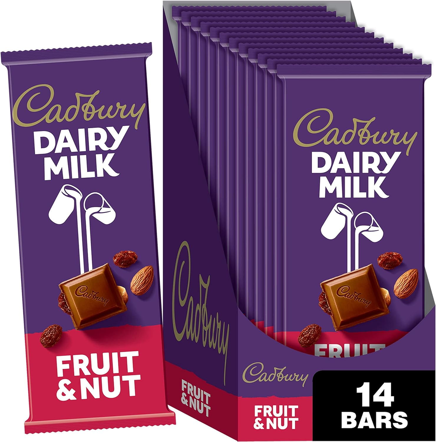 CADBURY DAIRY MILK Fruit & Nut Milk Chocolate Candy Bars, 3.5 oz (14 ...