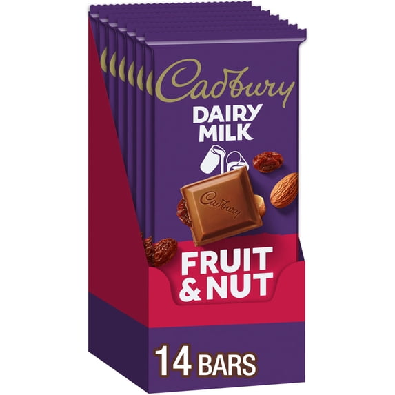 CADBURY DAIRY MILK Fruit & Nut Milk Chocolate Candy Bars, 3.5 oz (14 ...
