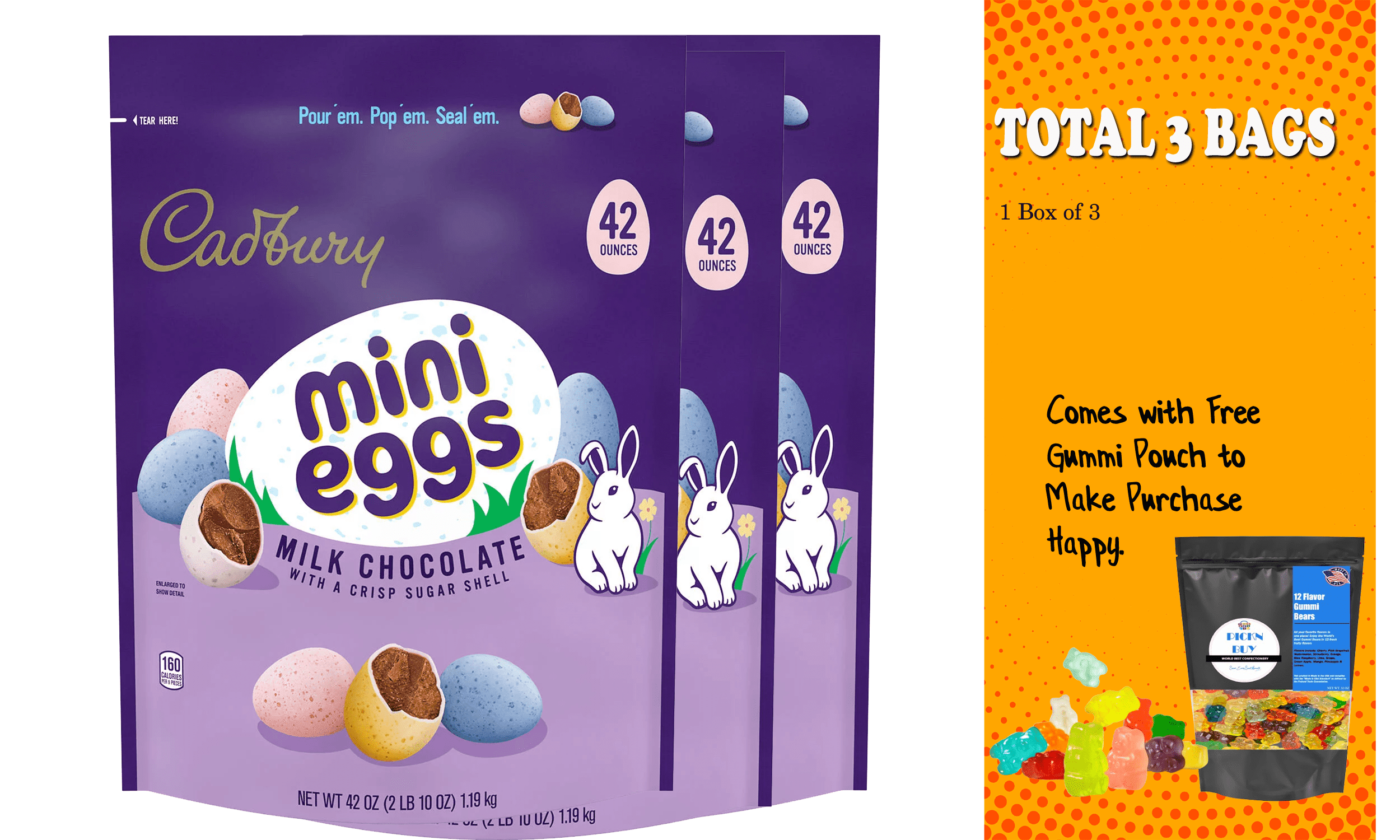 CADBURY MINI EGGS Milk Chocolate, Easter Candy 42 oz. 3pk - Walmart.com