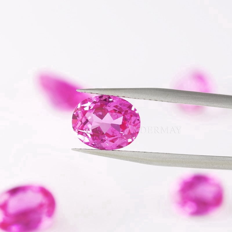CADERMAY 10pcs 3x5mm Oval Cut Lab Grown Pink Sapphire Loose Gemstone ...