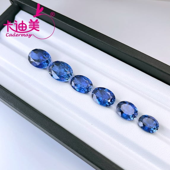 CADERMAY 2pcs 6x9mm Oval Cut Lab Grown cornflower blue Sapphire Loose ...