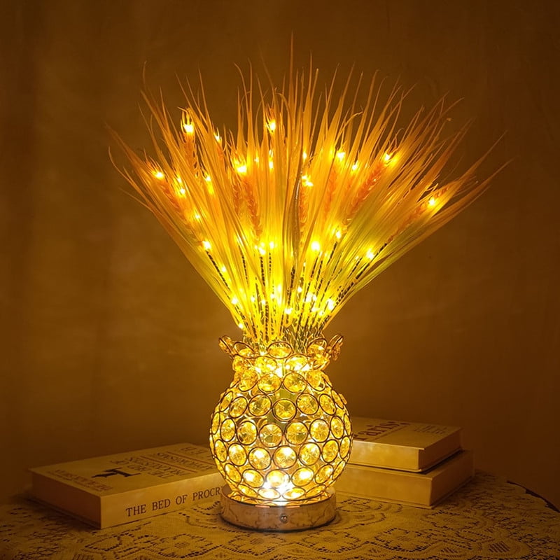 CADODIS 15'' Wheat Crystal Table Lamp with USB, Touch Control 3-Color ...