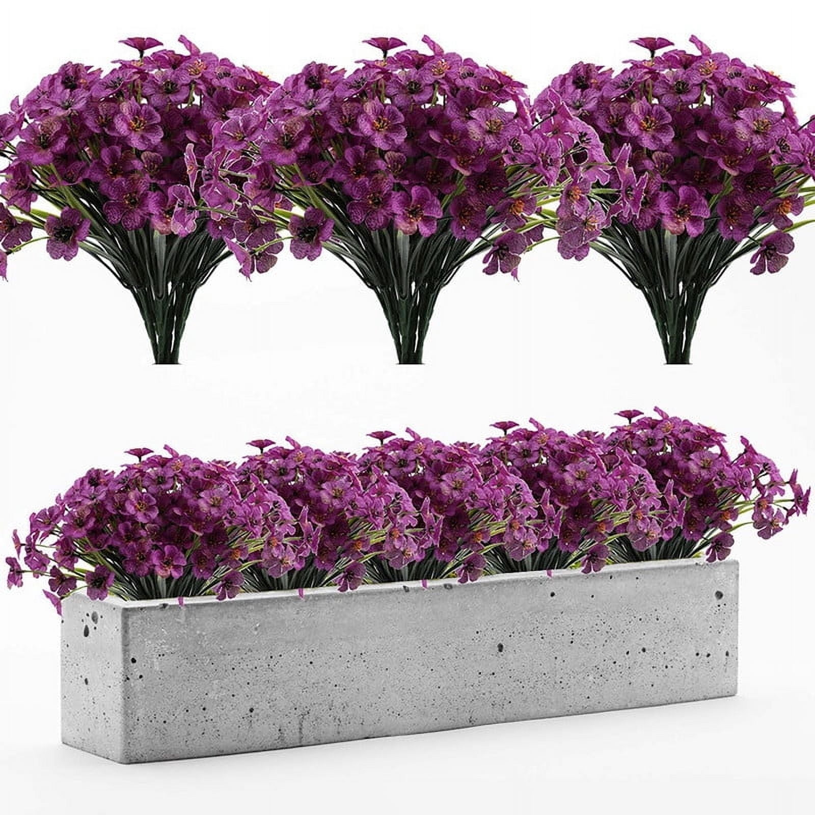 CADODIS 24 Bundles Artificial Flowers Outdoor No Fade Fake Plastic ...