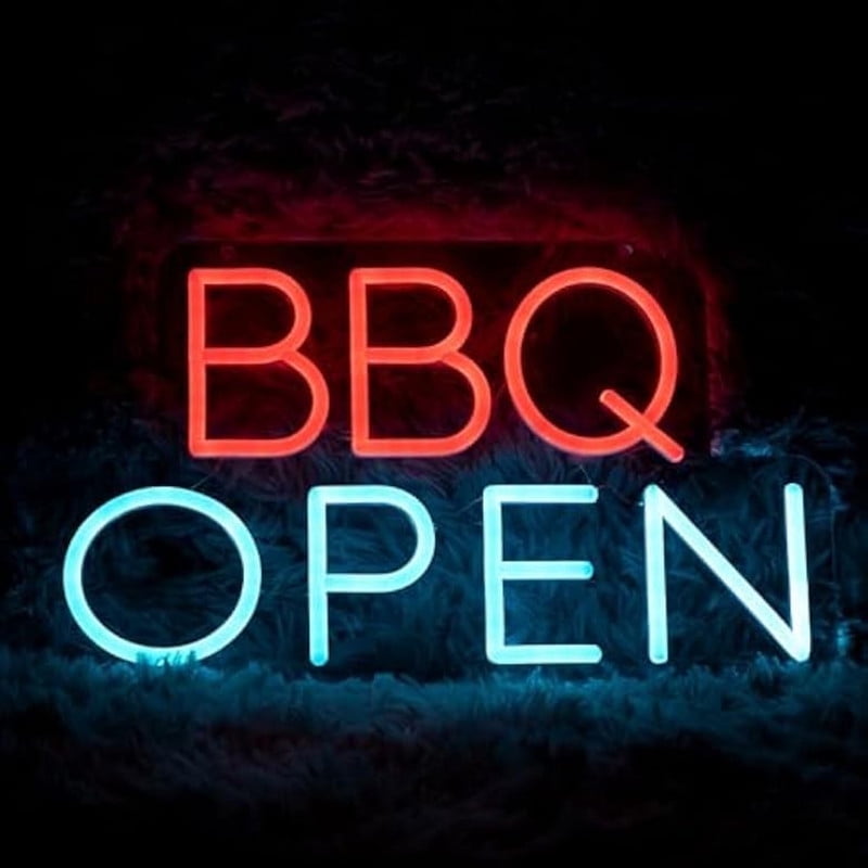 CADODIS BBQ Open Neon Sign LED Light Barbecue Shop Pub Restaurant ...