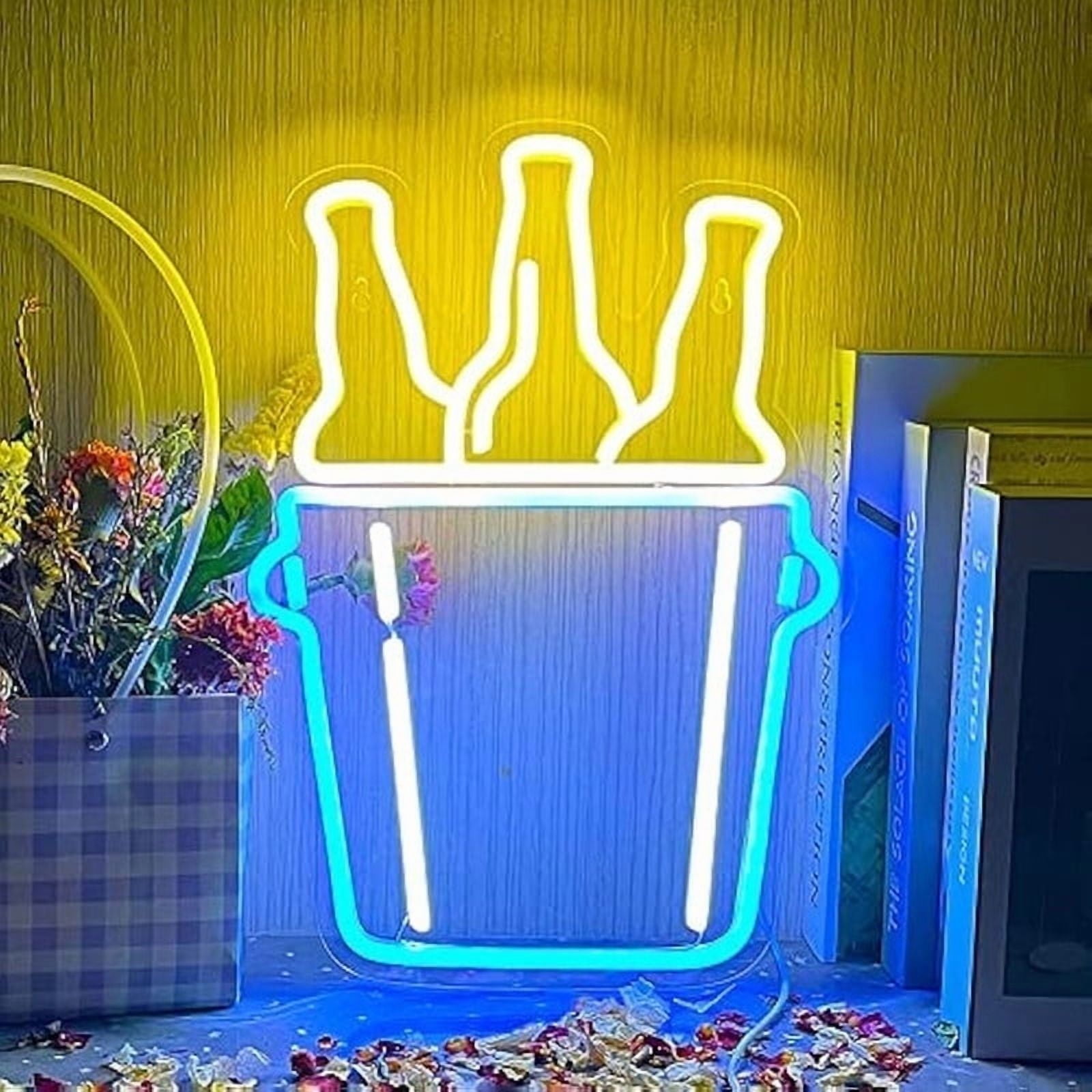 CADODIS Beer Barrel Neon Sign LED Wall Decor USB Powered 3 Beer Bottles ...