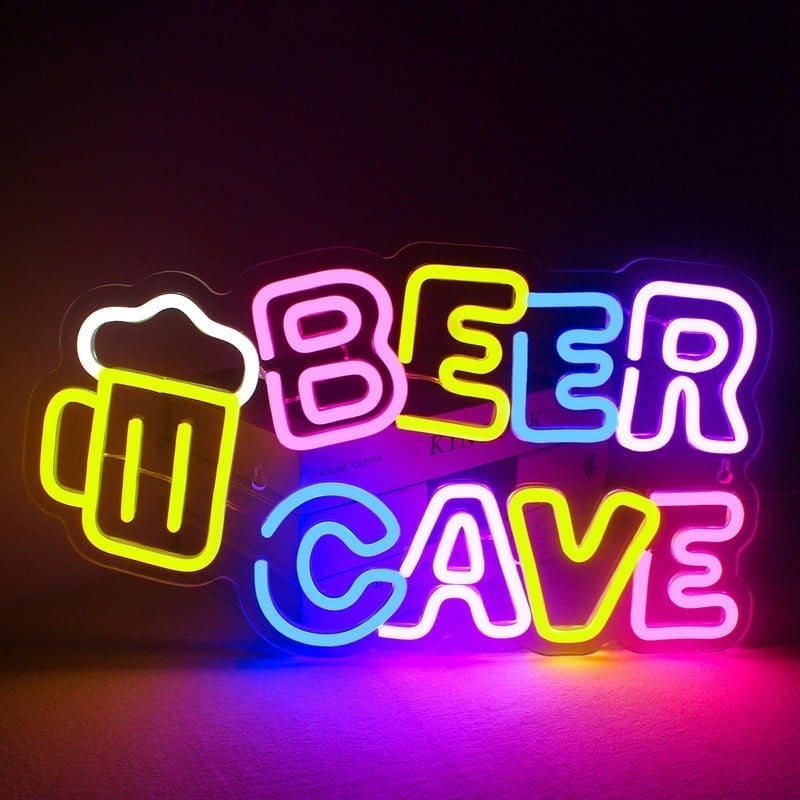 CADODIS Beer Cave Neon Sign LED Beer Mug Light USB Powered Wall Decor ...