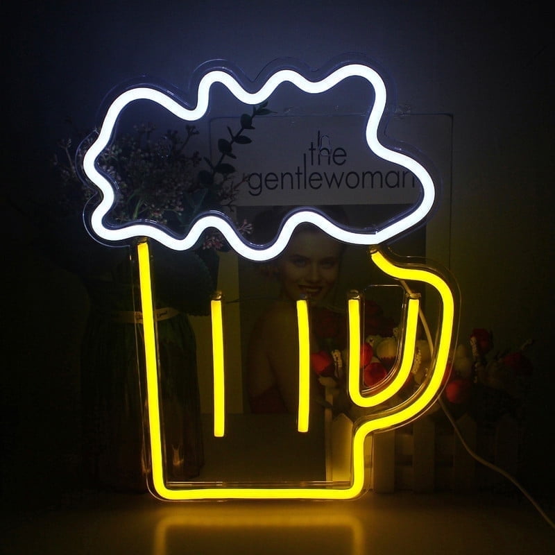 CADODIS Beer Mug Neon Sign LED Light USB Powered Bar Pub Man Cave Room ...