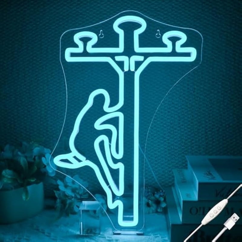 CADODIS Climbing Cross Neon Sign LED Light USB Powered Wall Decor ...