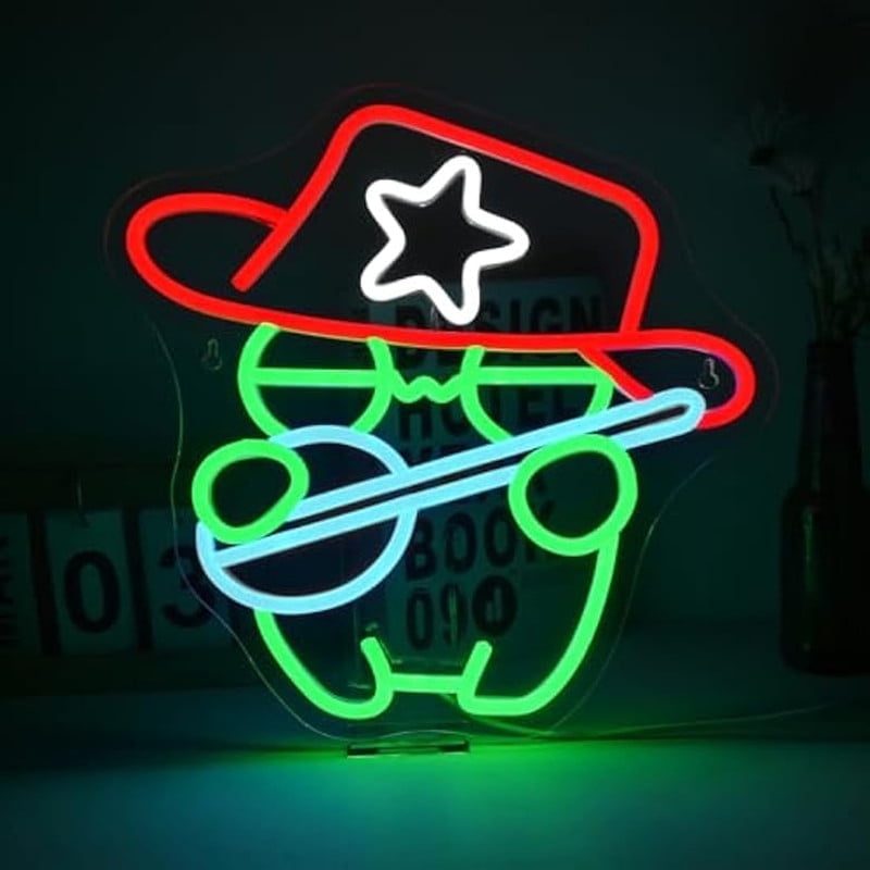 CADODIS Cowboy hat Frog Neon Sign Personality Music LED Light Dimmable ...