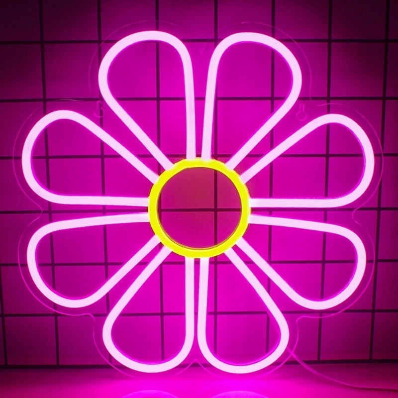 CADODIS Daisy Neon Sign Flower Light LED Wall Decor USB Powered Natural ...