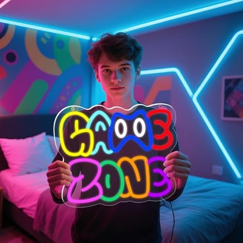 CADODIS Gaming Zone Neon Sign Gamepad Gamer LED Light Gaming Wall Decor ...