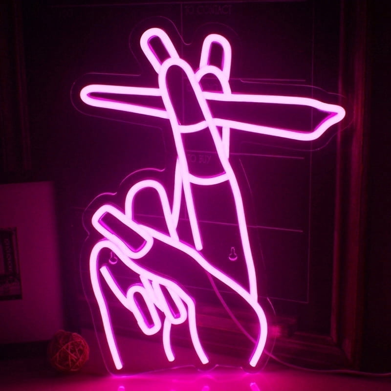 CADODIS Rock Hand Gesture Smoking Neon Sign LED Light Wall Decor USB ...