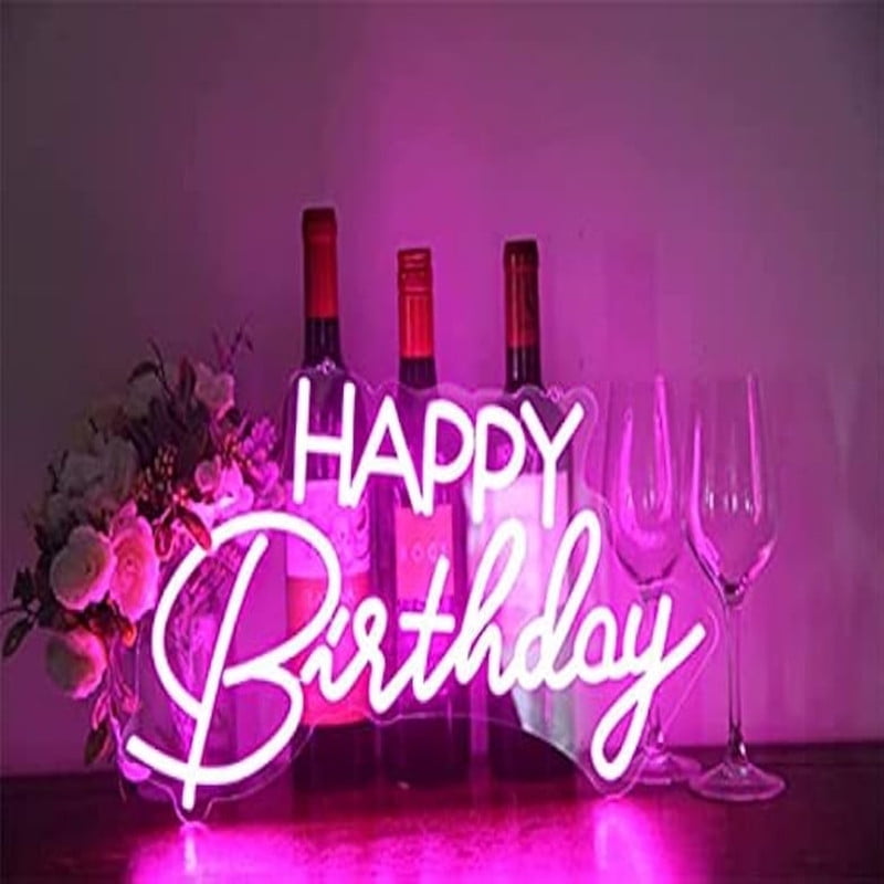 CADODIS Happy Birthday Neon Sign LED Light Wall Decor USB Powered ...