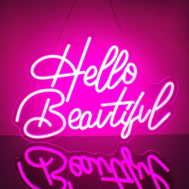 CADODIS Hello Beautiful Neon Sign LED Light Wall Decor USB Powered ...